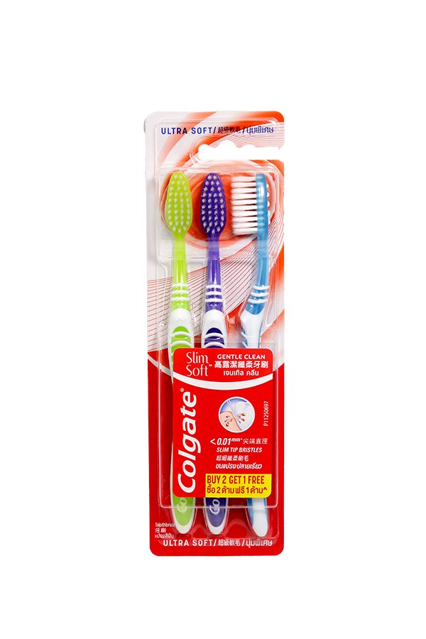 Colgate Slim Soft Gentle Clean 2+1 Toothbrush - LifePlus