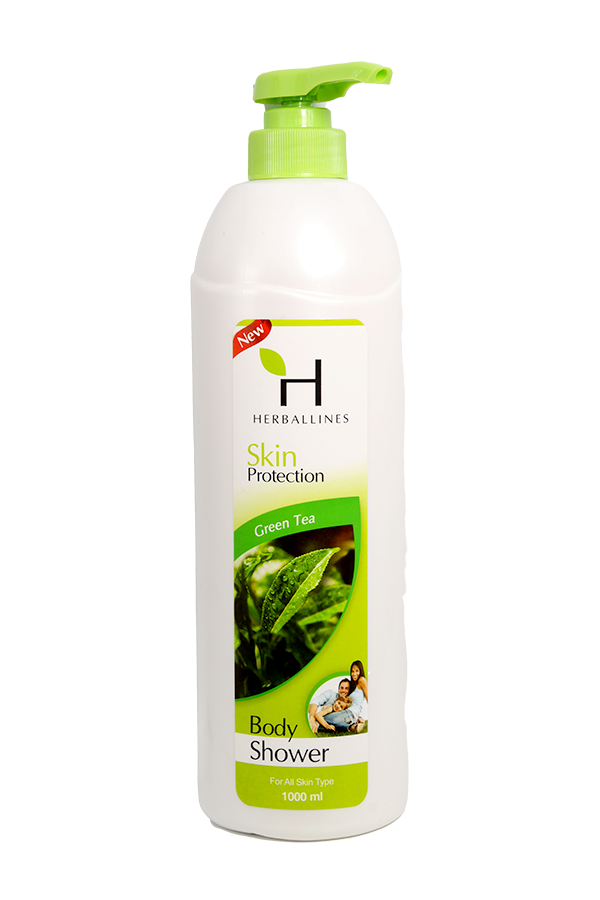 Herballines Body Shower Skin Protection Green Tea 1000ml - LifePlus