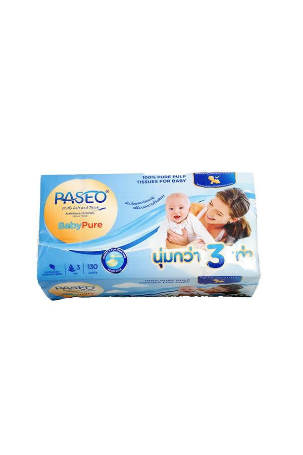 Paseo Facial Tissue 3Ply Baby Pure #Refill 130's - LifePlus