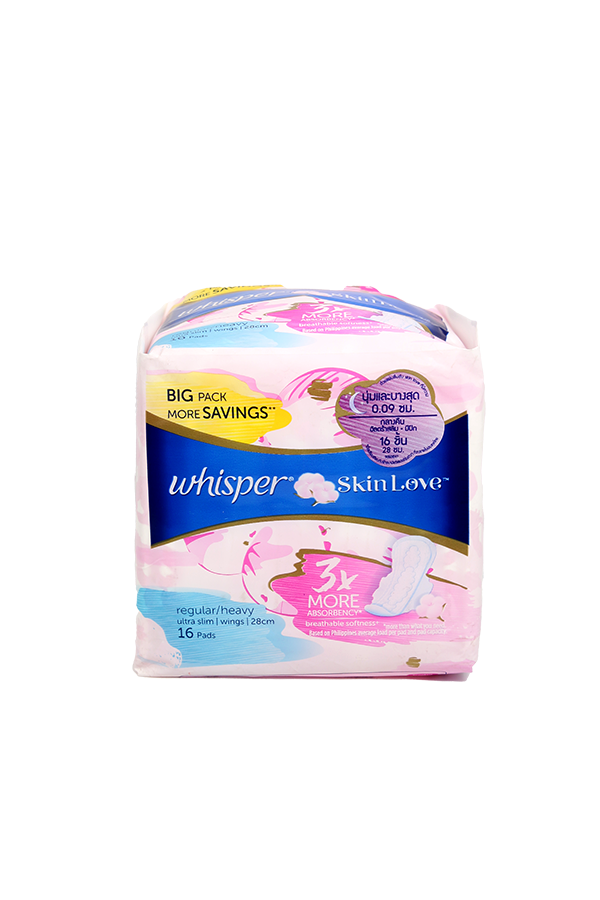 Whisper Sanitary Skin Love Regular Flow/ Heavy Ultra Slim 16's #Day ...