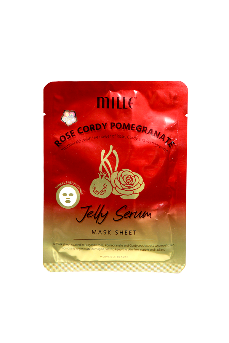Mille Face Mask Rose Cordy Pomegranate Jelly Serum 28g - LifePlus