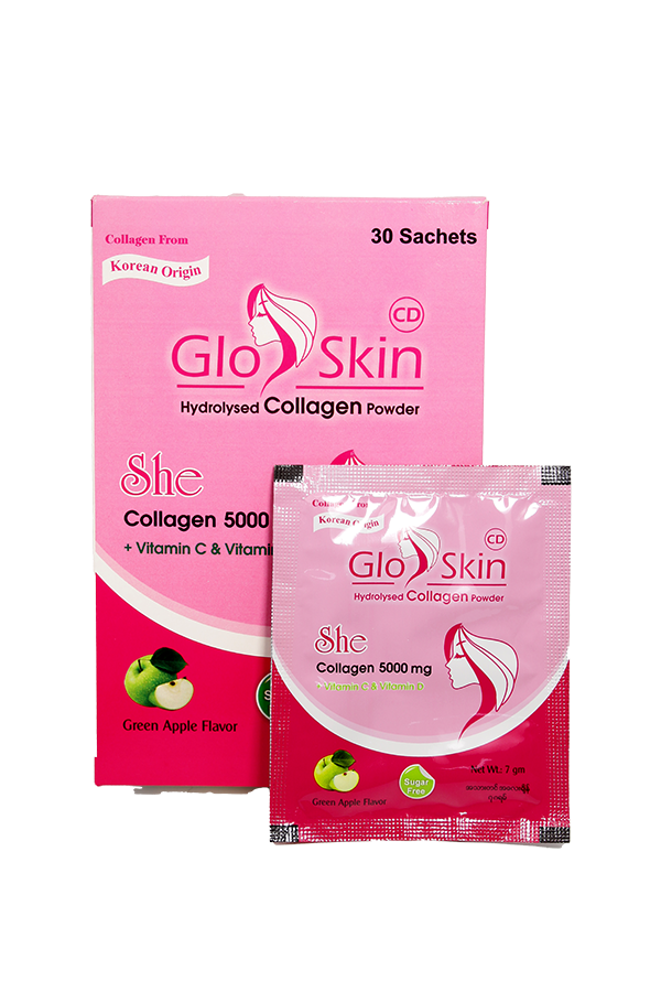 GloSkin SHE Collagen 5000mg Sachet Green Apple Flavor (Sugar Free) 1's ...