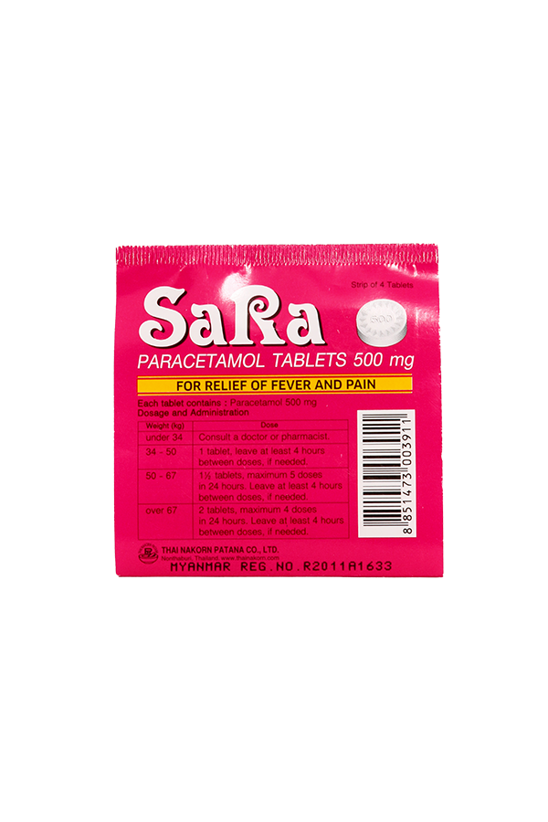 SaRa Paracetamol 500mg Tab 4`S - LifePlus Pharmacy