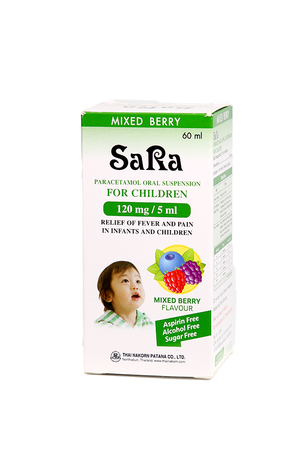 SaRa Suspension Paracetamol 120mg Mixed Berry 60ml - LifePlus