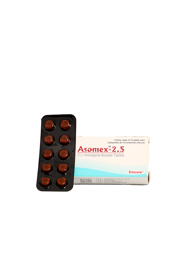 Asomex S(-) Amlodipine 2.5mg Tab 10's - LifePlus