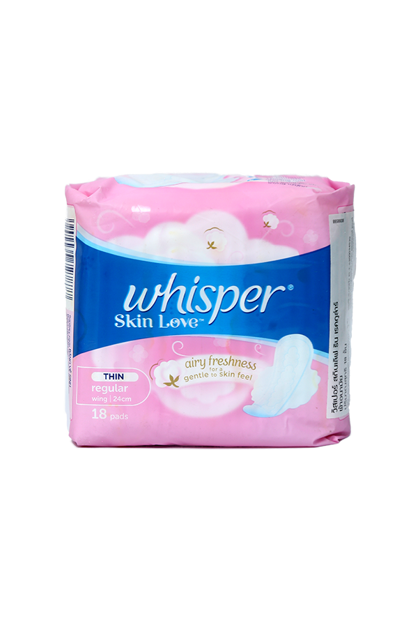 Whisper Sanitary Skin Love Regular Flow Ultra Slim 18's #Day Wings 24cm ...