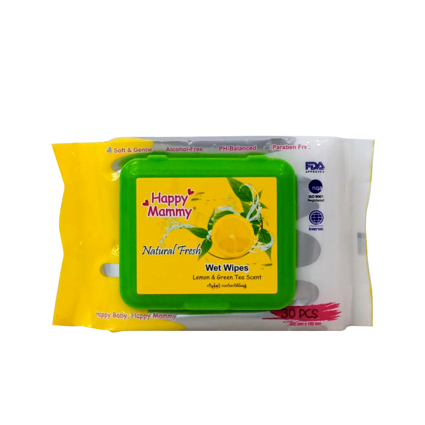 Happy Mammy Wet Wipes #Lemon & Green Tea Scent 30's - LifePlus