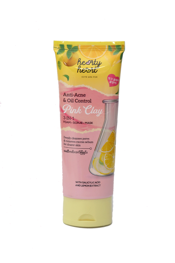 Hearty Heart Facial Cleanser Anti-Acne & Oil Control #Pink Clay 90g ...