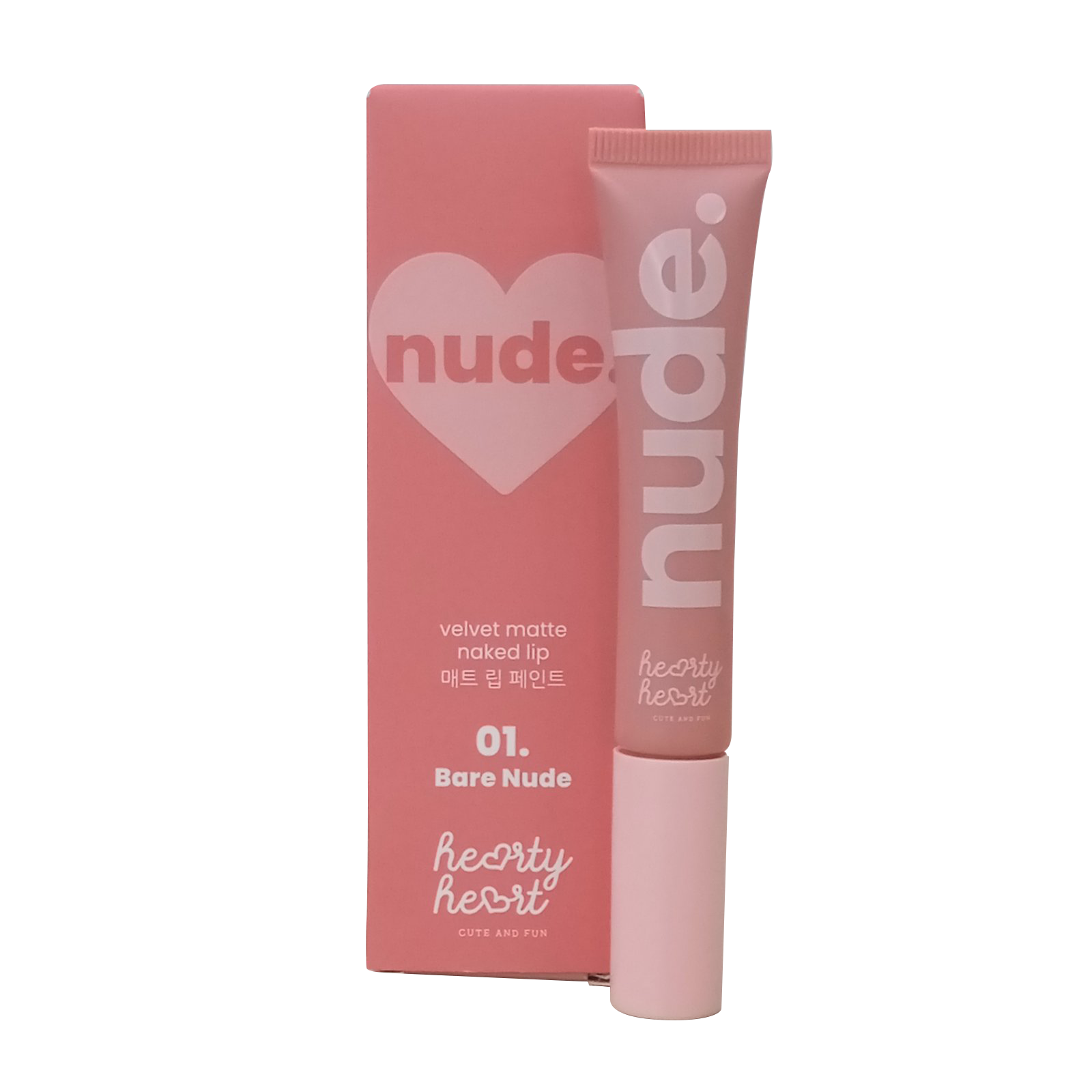 Hearty Heart Lipstick Velvet Matte Naked Lip #01 Bare Nude 3ml - LifePlus
