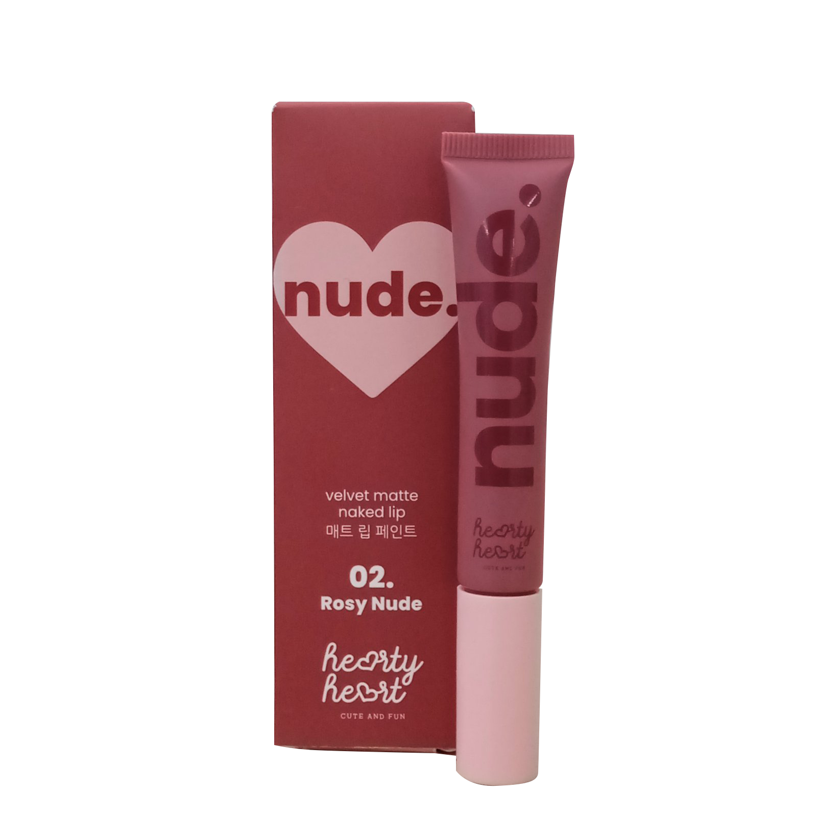 Hearty Heart Lipstick Velvet Matte Naked Lip #02 Rosy Nude 3ml - LifePlus