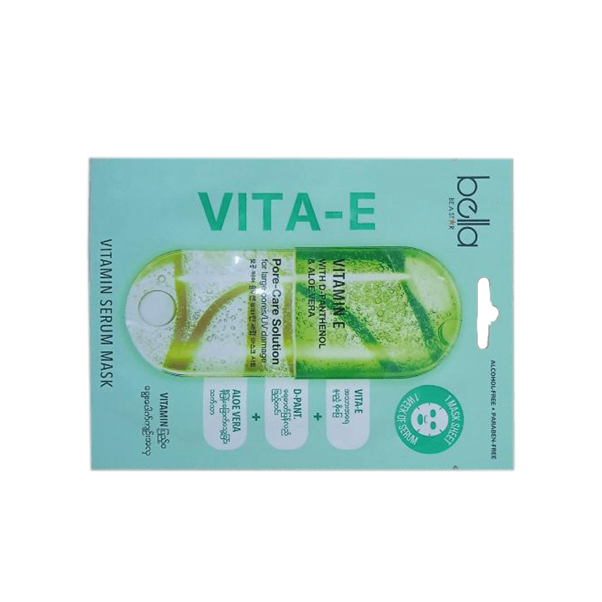 Bella Face Mask Vita-E Vitamin Serum Pore-Care Solution #Aloe Vera 18g ...
